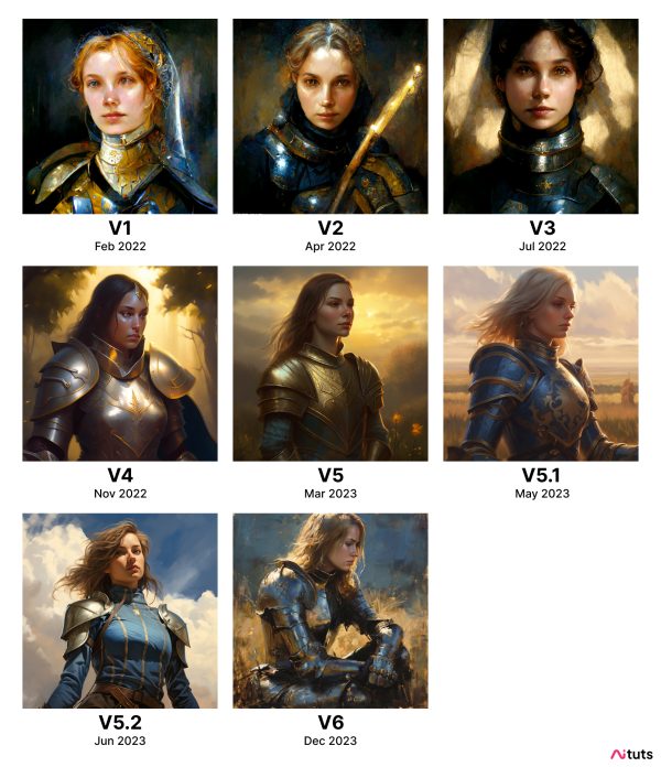 All Midjourney Versions (V1-V6) Compared: The Evolution of Midjourney ...